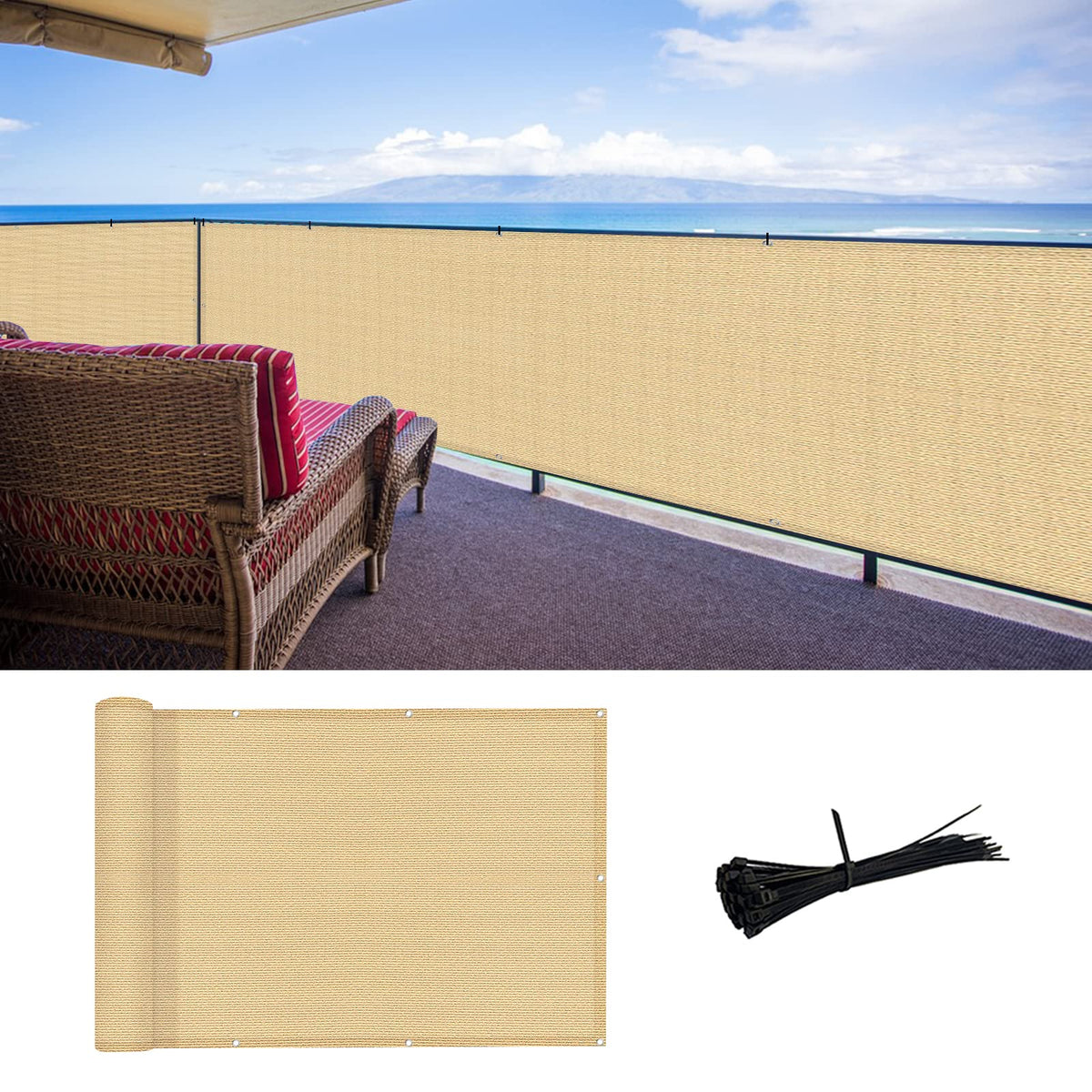 SUNLAX Balcony Deck Privacy Screen Heavy Duty Wind Screen for Outdoor