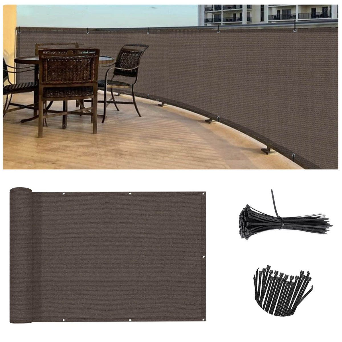 SUNLAX Balcony Deck Privacy Screen Heavy Duty Wind Screen for Outdoor